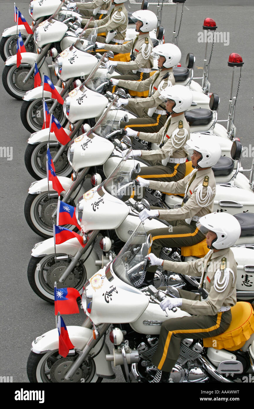 A fleet of Taiwan's military police rides motorcycles parade during an ...