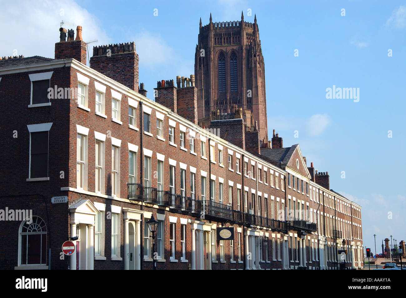 Rodney Street in Liverpool with Anglican Cathedral in background Stock ...