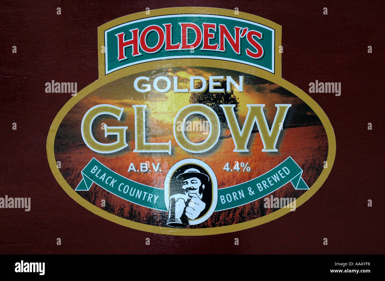 Holden's Golden Glow ale sign Stock Photo - Alamy
