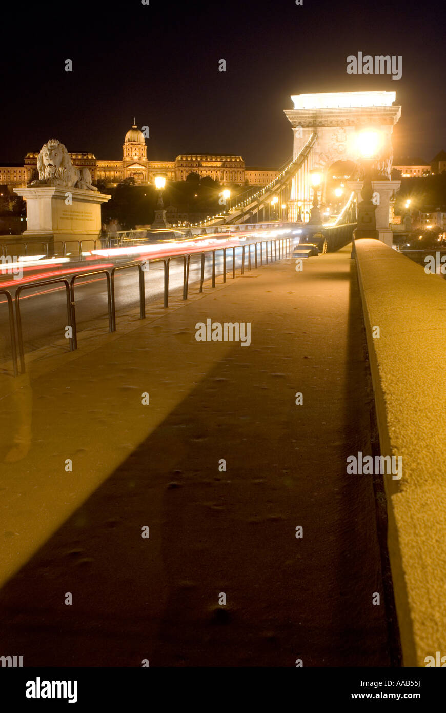 Chain Bridge Buda Castle at dusk Budapest Hungary Stock Photo - Alamy