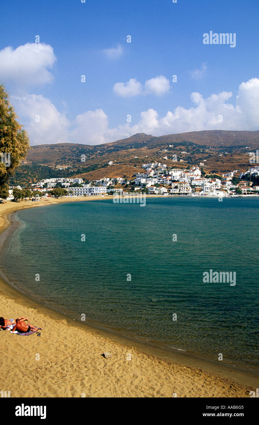 GREECE NORTHERN CYCLADES ANDROS ISLAND A VIEW OF THE RESORT OF BATSI ...