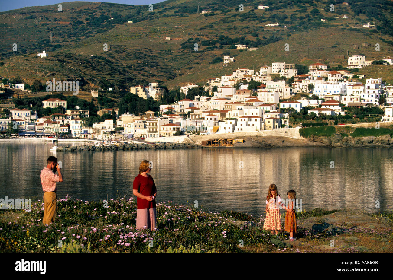 GREECE NORTHERN CYCLADES ANDROS ISLAND A VIEW OF THE RESORT OF BATSI ...