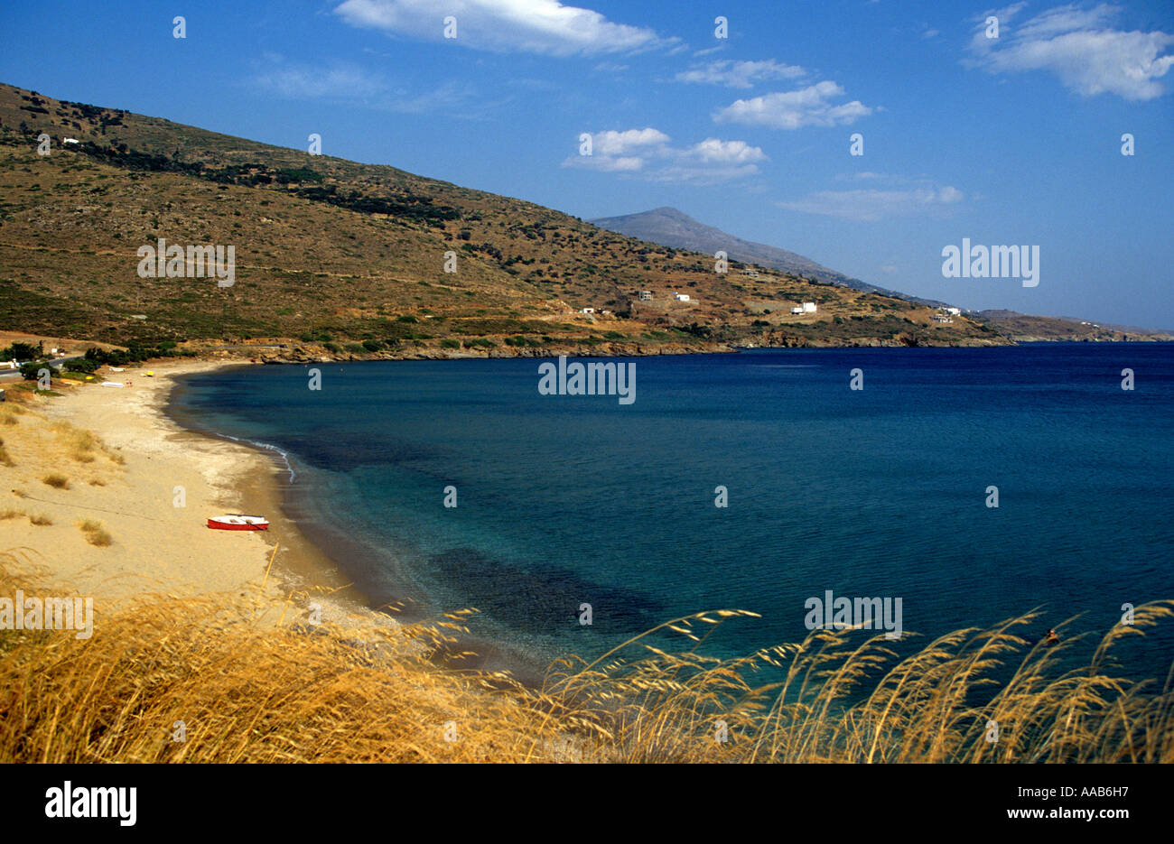 GREECE NORTHERN CYCLADES ANDROS ISLAND A BEACH NEAR BATSI Stock Photo ...