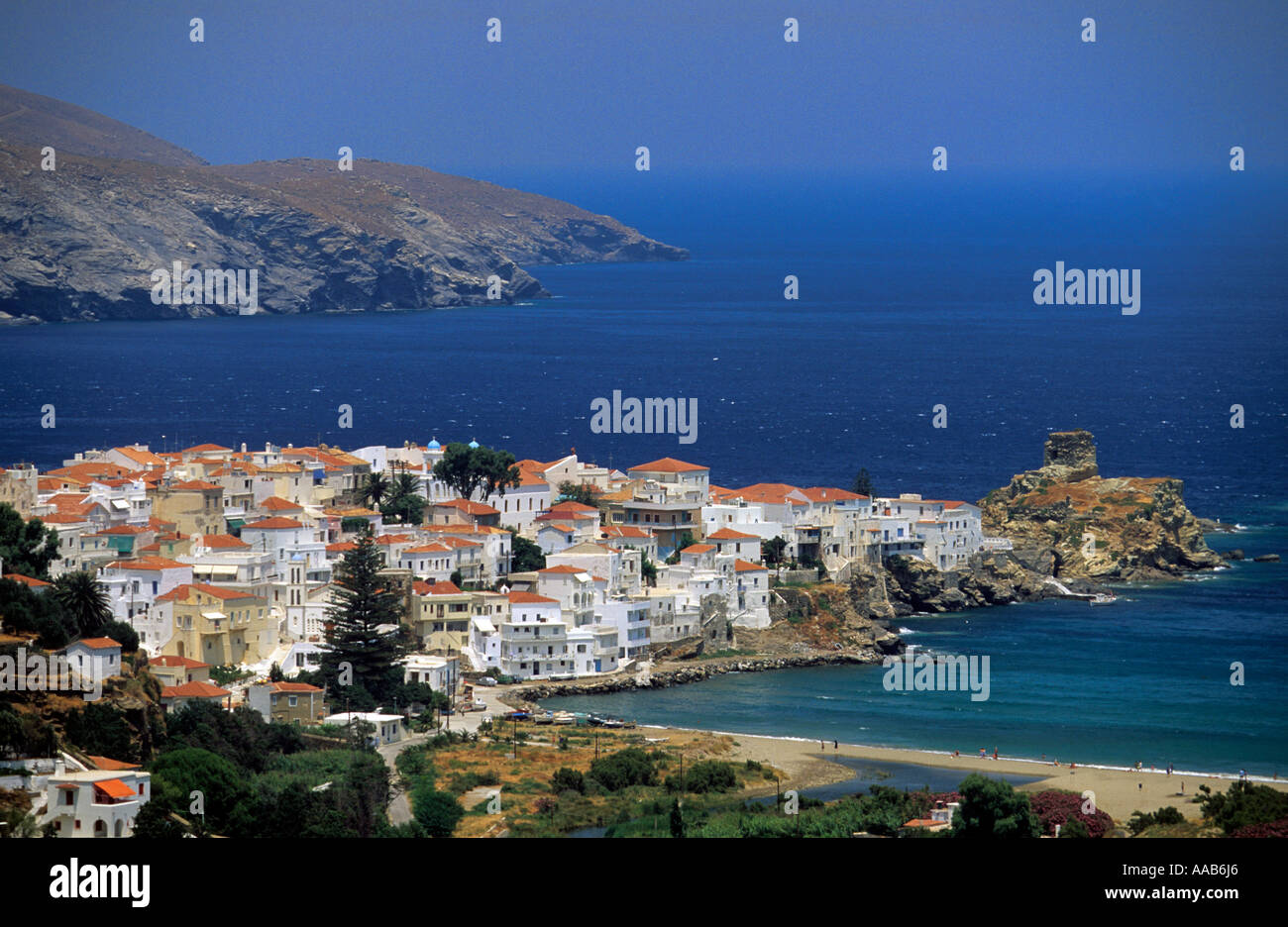 GREECE NORTHERN CYCLADES ANDROS ISLAND A VIEW OF ANDROS TOWN Stock ...