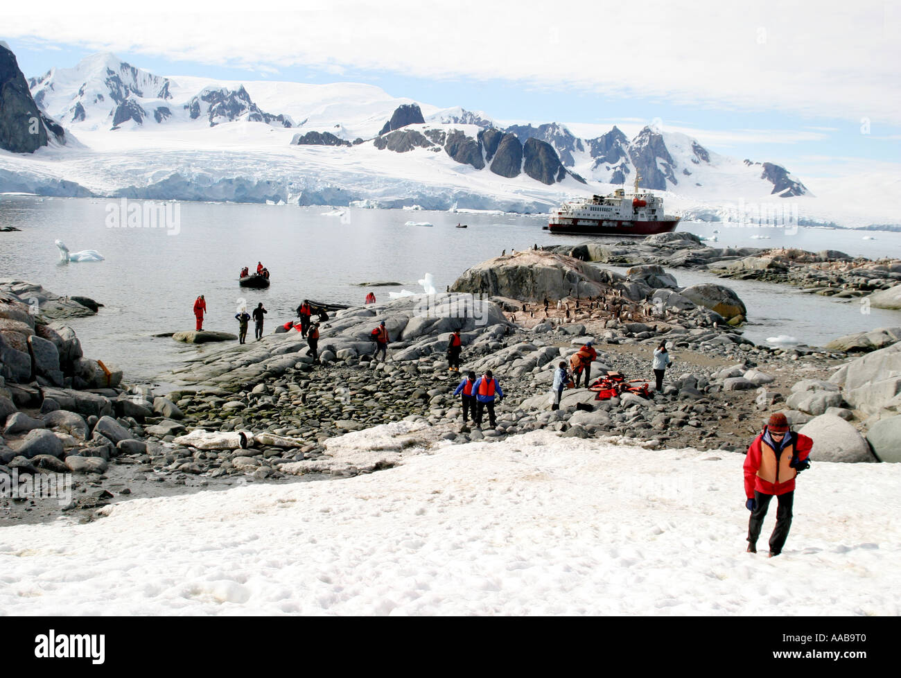 Antarctic cruise passenger landing on Spectacular Petermann Island one ...