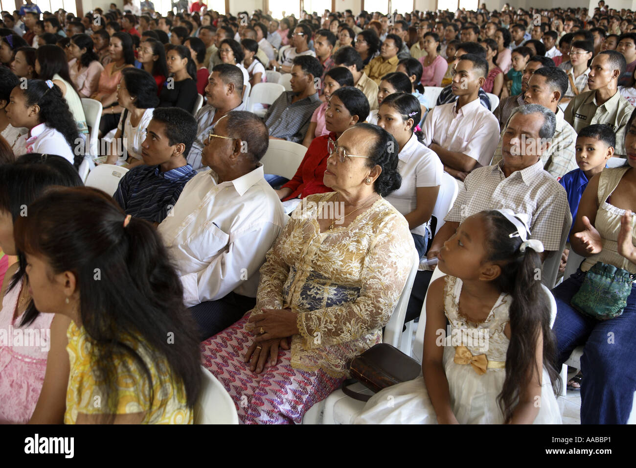 Congregation at Catholic mass, Kuta, Bali, Indonesia Stock Photo - Alamy