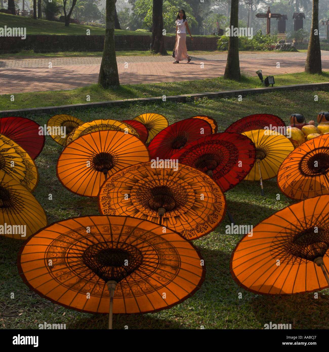 Myanmar Burma Rangon Yangon arts and crafts colourful decorated paper ...