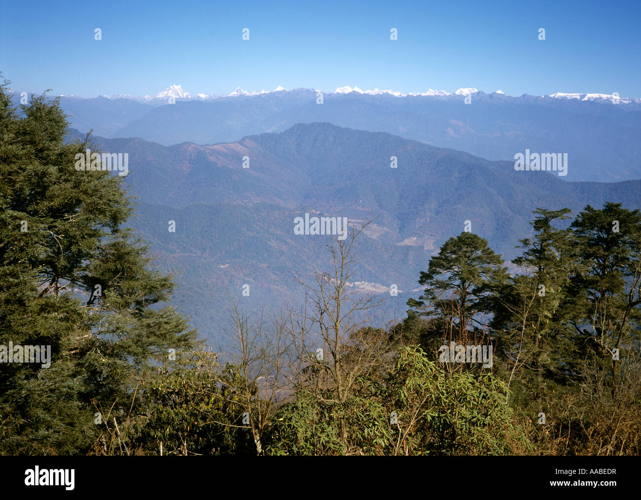 Bhutan Dochu La Pass view east over Himalayas Stock Photo - Alamy