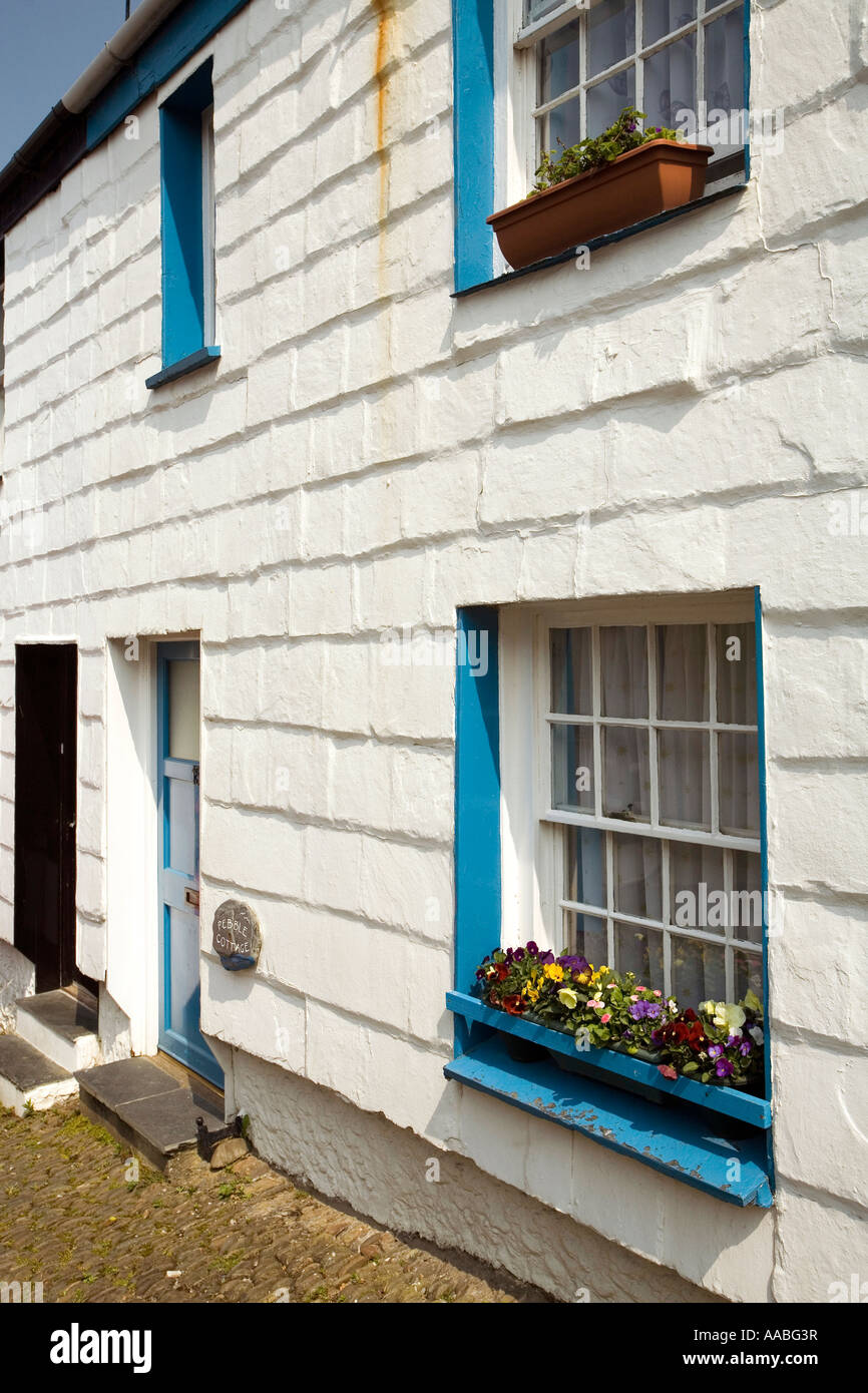 UK Cornwall Bude town centre King Street tile hung Fishermens cottages ...