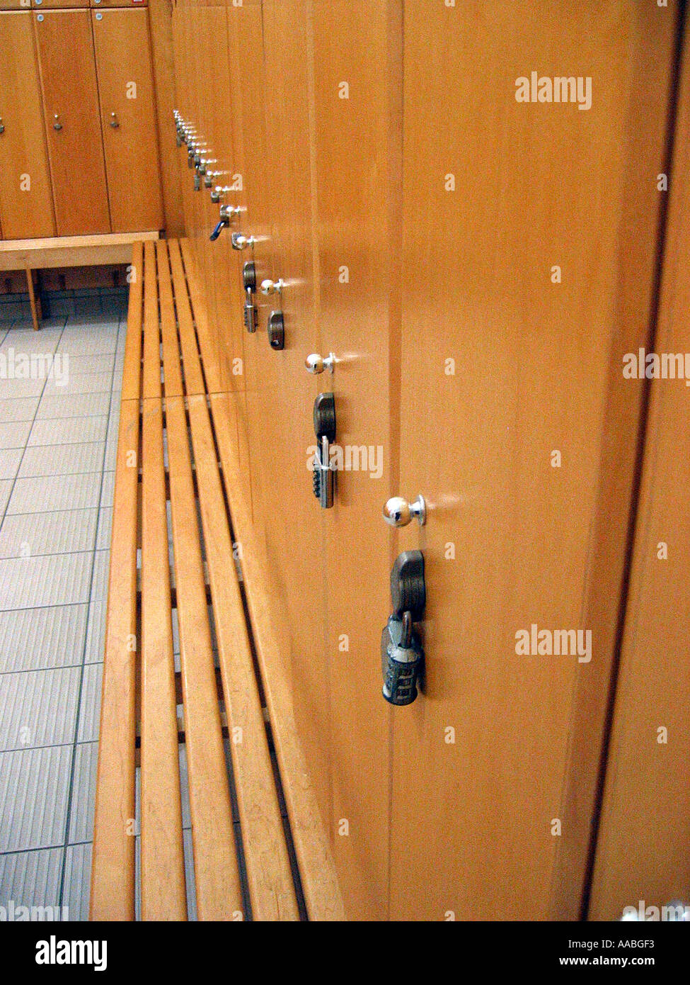 Wooden lockers in changing room hi-res stock photography and images - Alamy