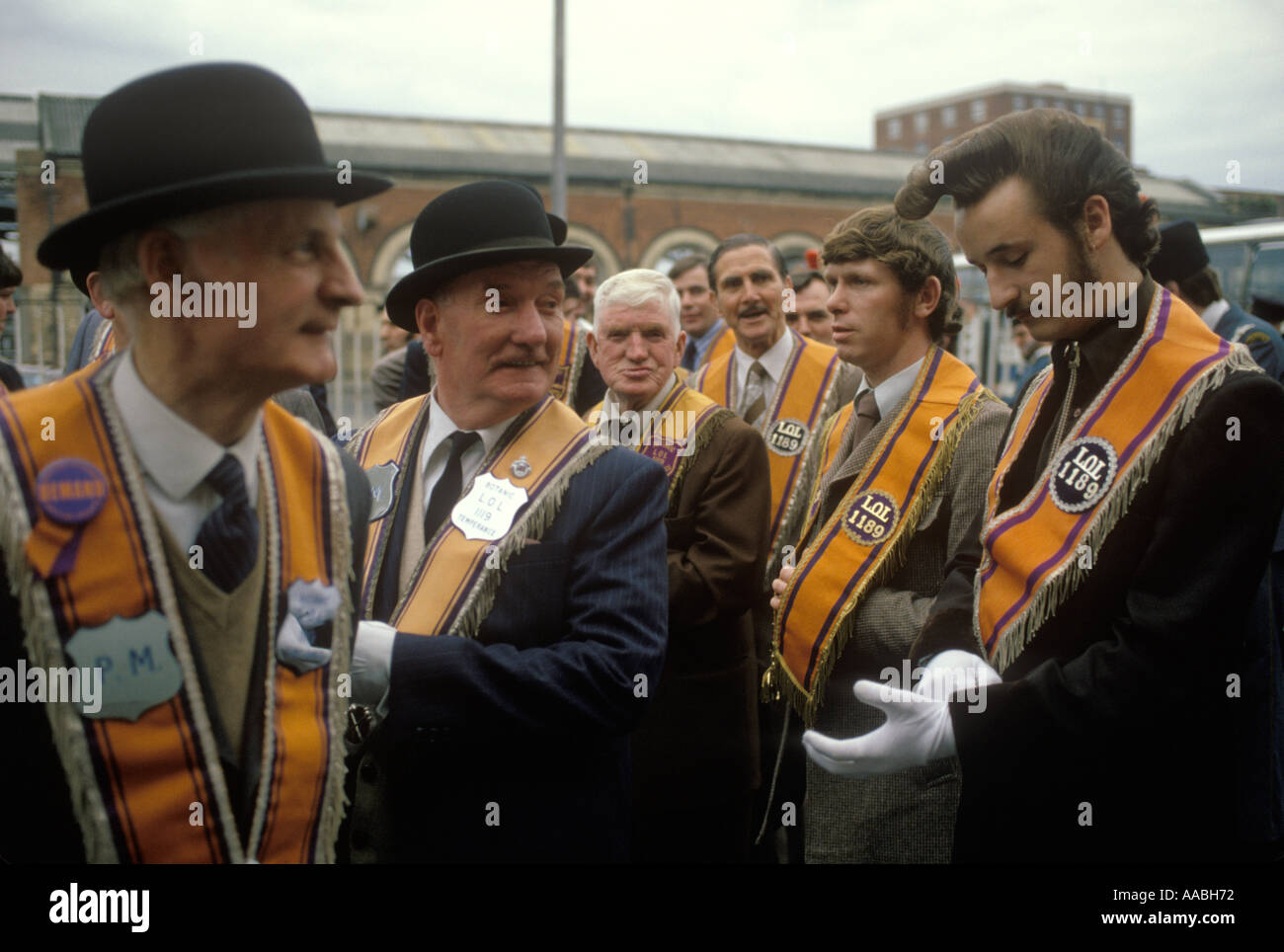 Protestant Orange Day parade Belfast Northern Ireland The Troubles ...