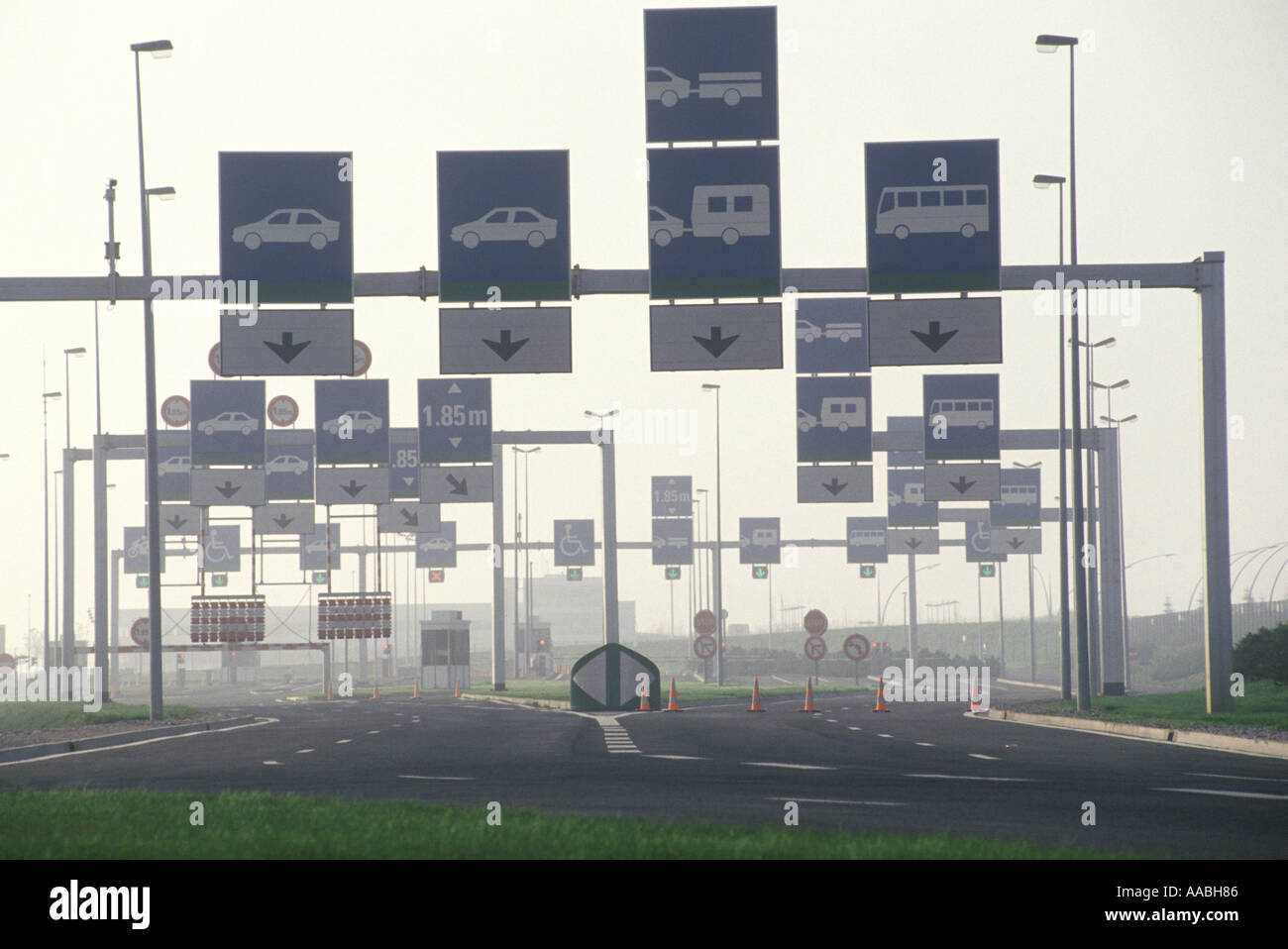 Eurotunnel Calais Terminal France 1990s France. Le Shuttle empty car ...