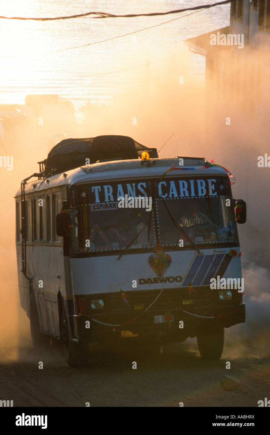 A Bolivian bus on a dusty road Copacabana Bolivia Stock Photo - Alamy