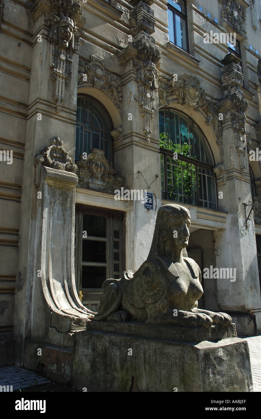 Egyptian style entrance to Art Nouveau building in Riga Latvia Stock ...