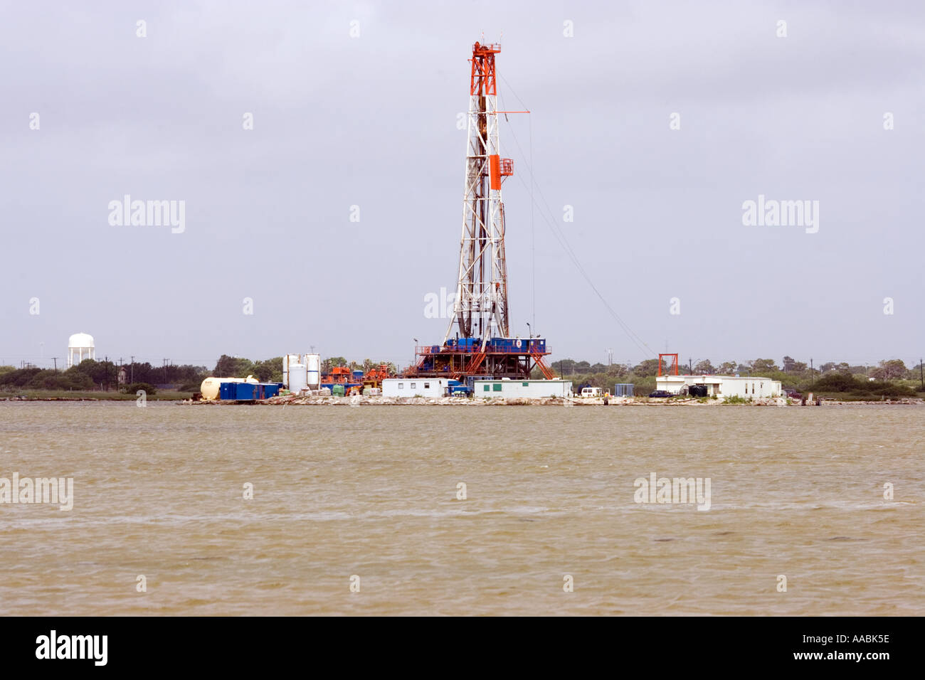 Oil drilling operation on the Atlantic Ocean front near Corpus Christi ...