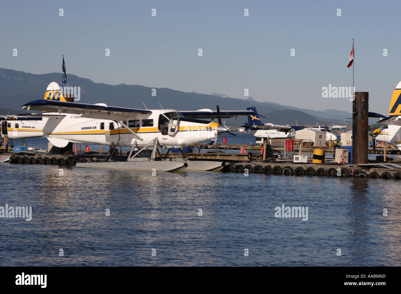 Float planes lined up in Vancouver Harbour Vancouver British Columbia ...