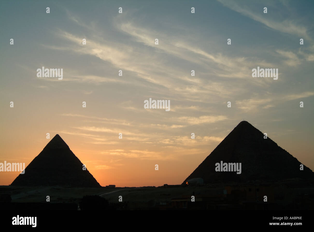 Giza Pyramids at sunset, Cairo, Egypt Stock Photo - Alamy
