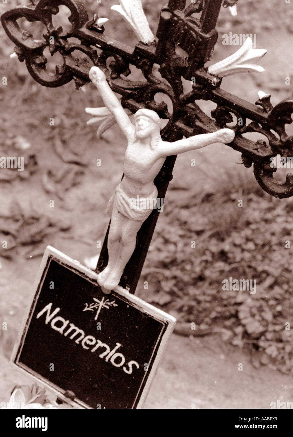 cross with writing no name Stock Photo - Alamy