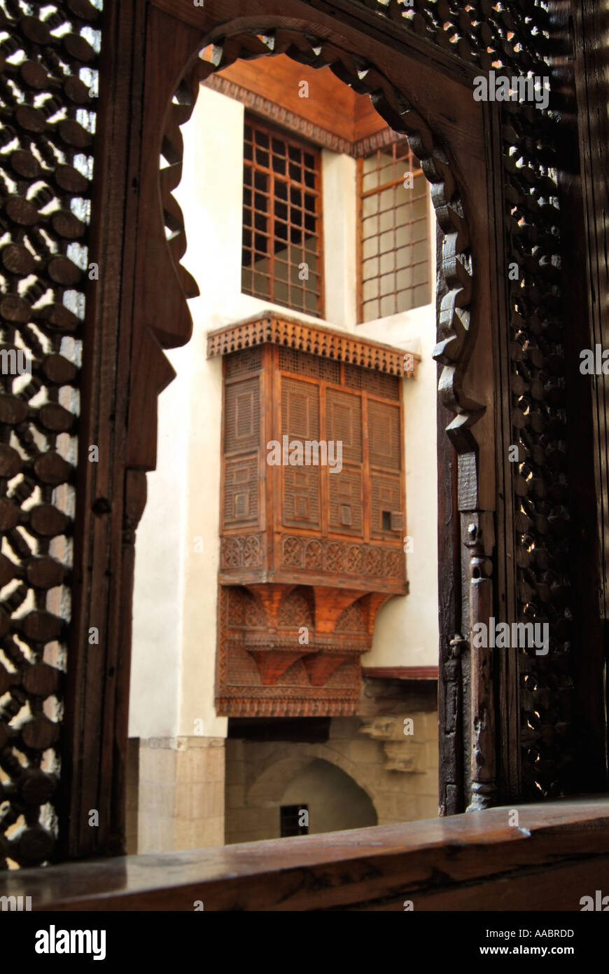 Wooden lattice shutters (mashrabiyya), Bayt al-Suhaymi, traditional ...