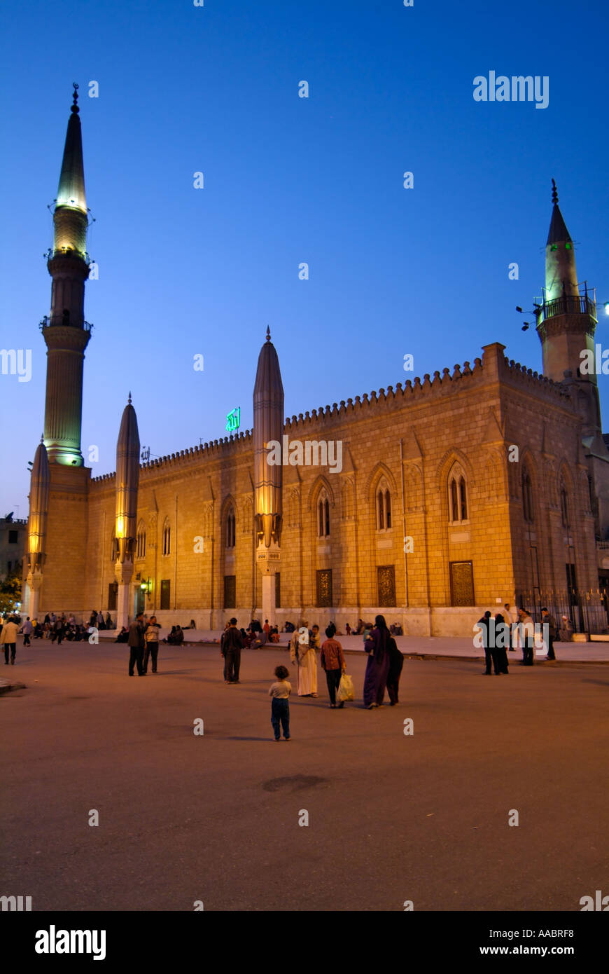 Al-Hussein Mosque at night, Cairo, Egypt Stock Photo - Alamy
