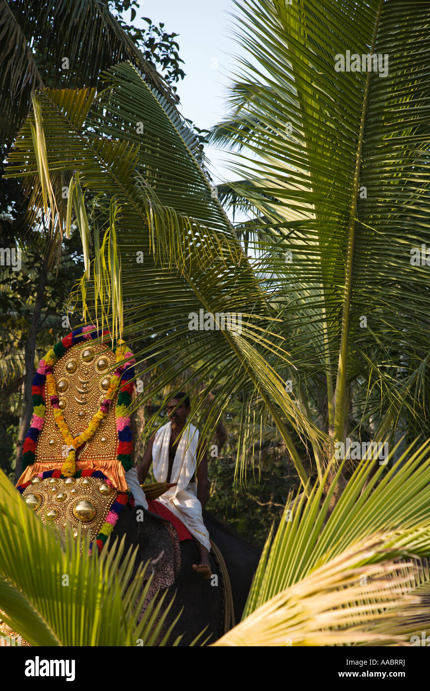 India Kerala Chavara A priest on top of a caparisoned elephant 2006 ...