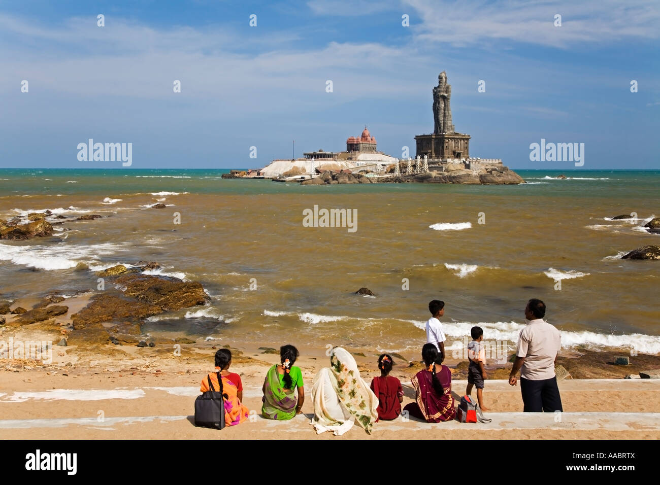 India Tamil Nadu Kanyakumari Cape Comorin Pilgrims looking at the ...