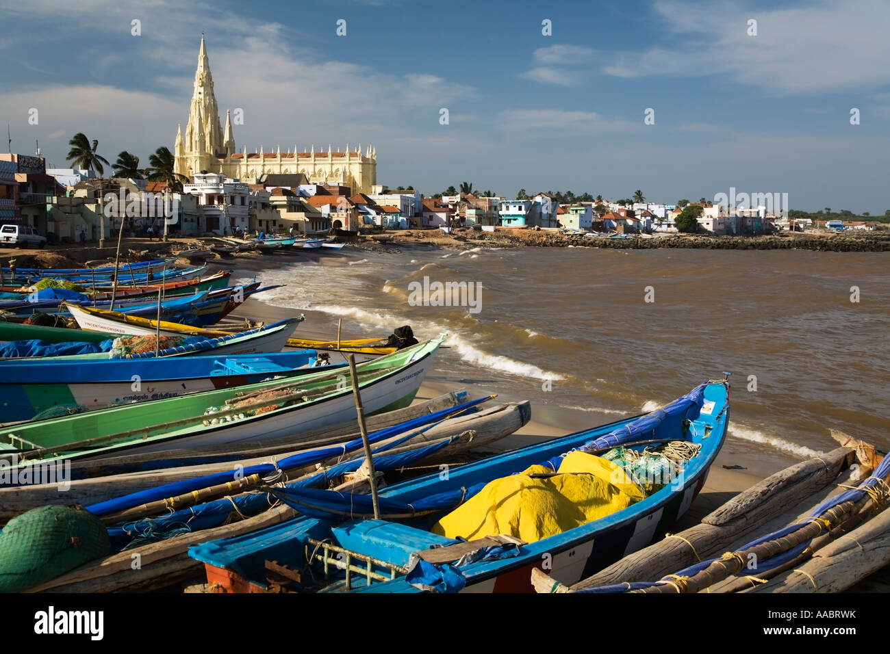 India Tamil Nadu Kanyakumari Cape Comorin View of the fishing harbour ...
