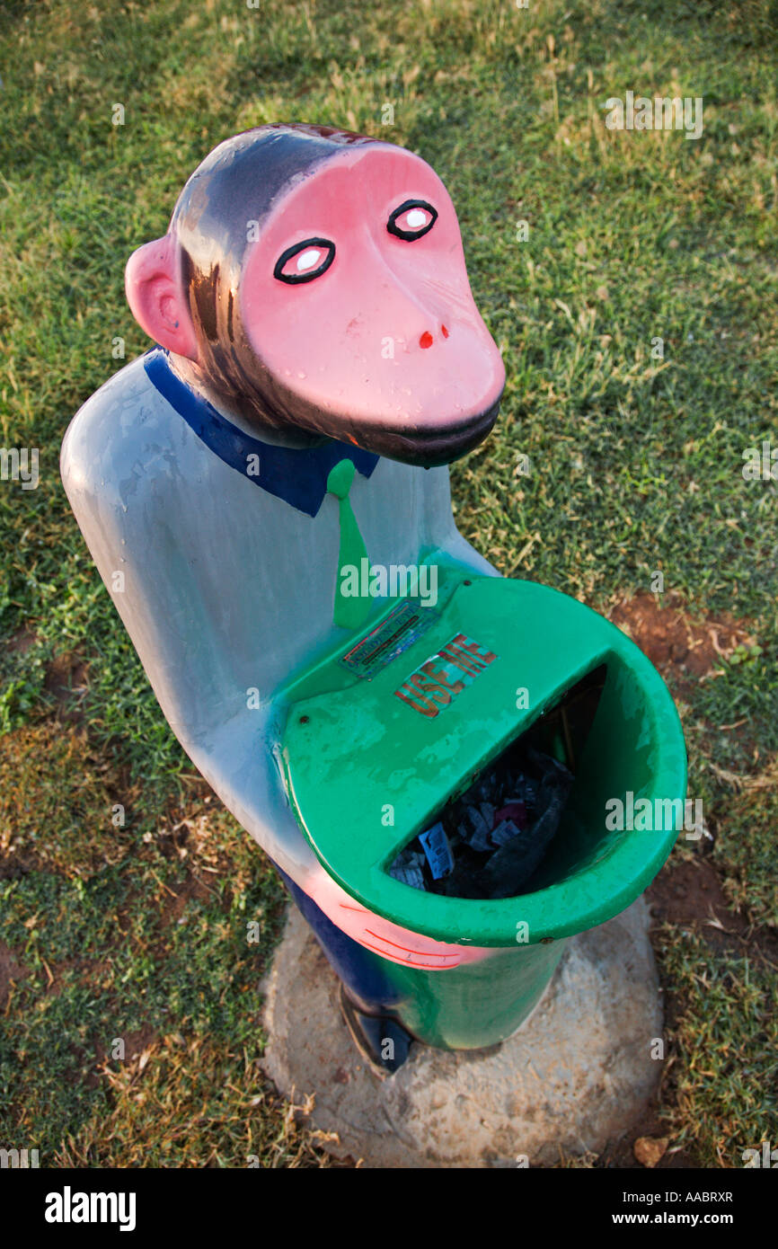 India Tamil Nadu Kanyakumari Funny monkey shaped waste bin by Kumari ...