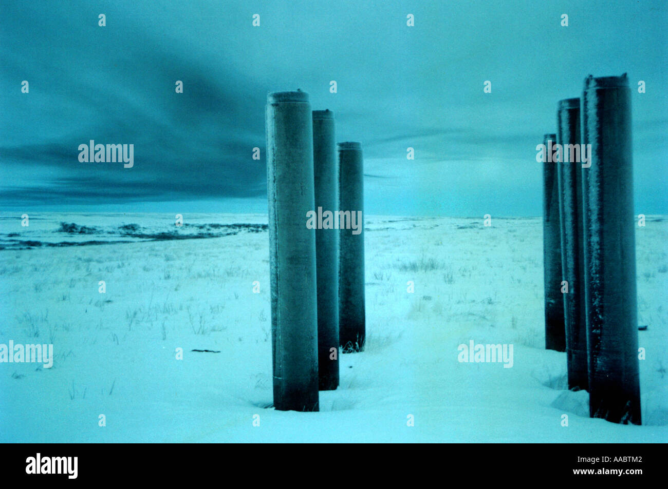 concrete column in winter scenery Stock Photo - Alamy