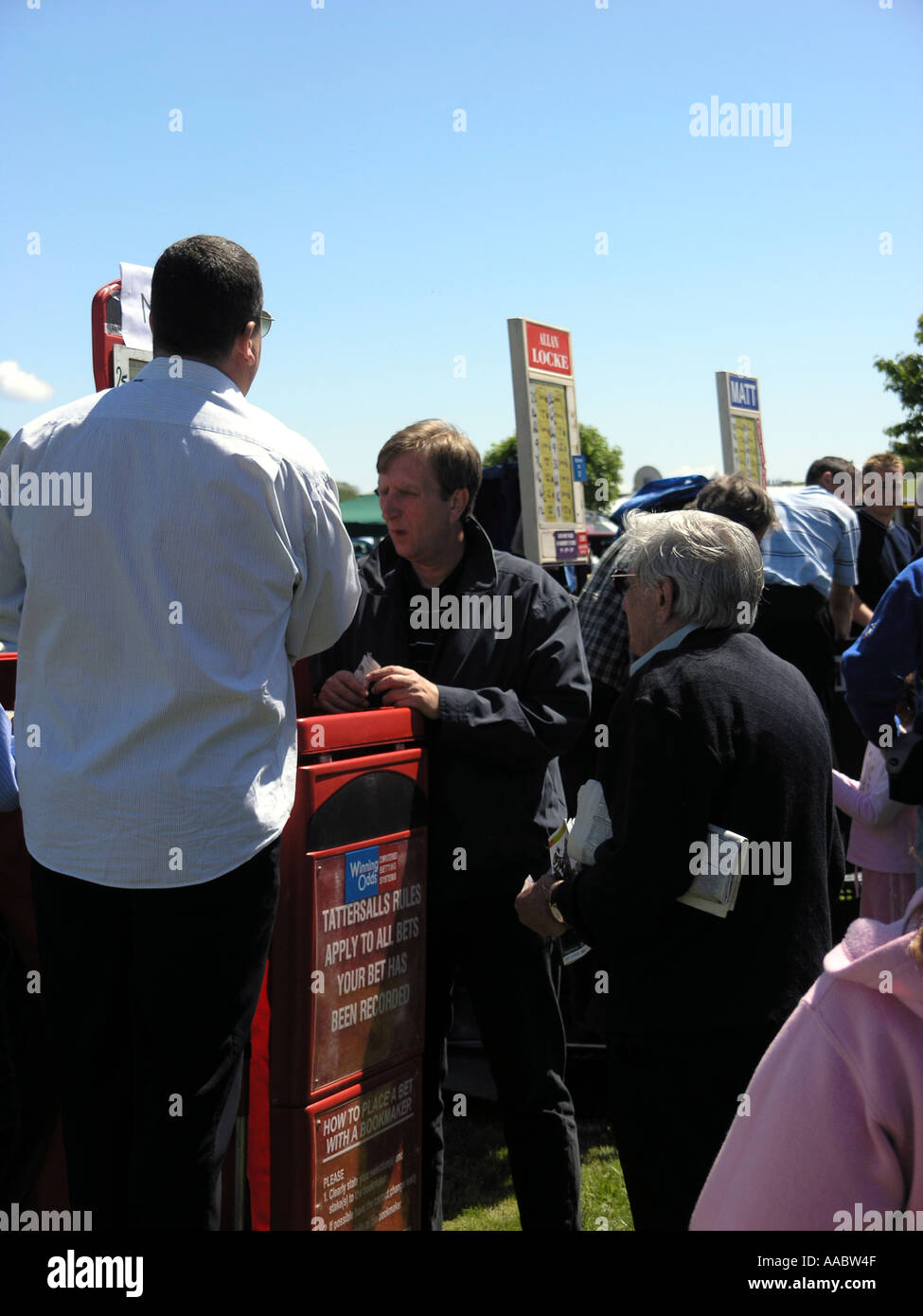 Trackside betting at Cartmel races Stock Photo - Alamy
