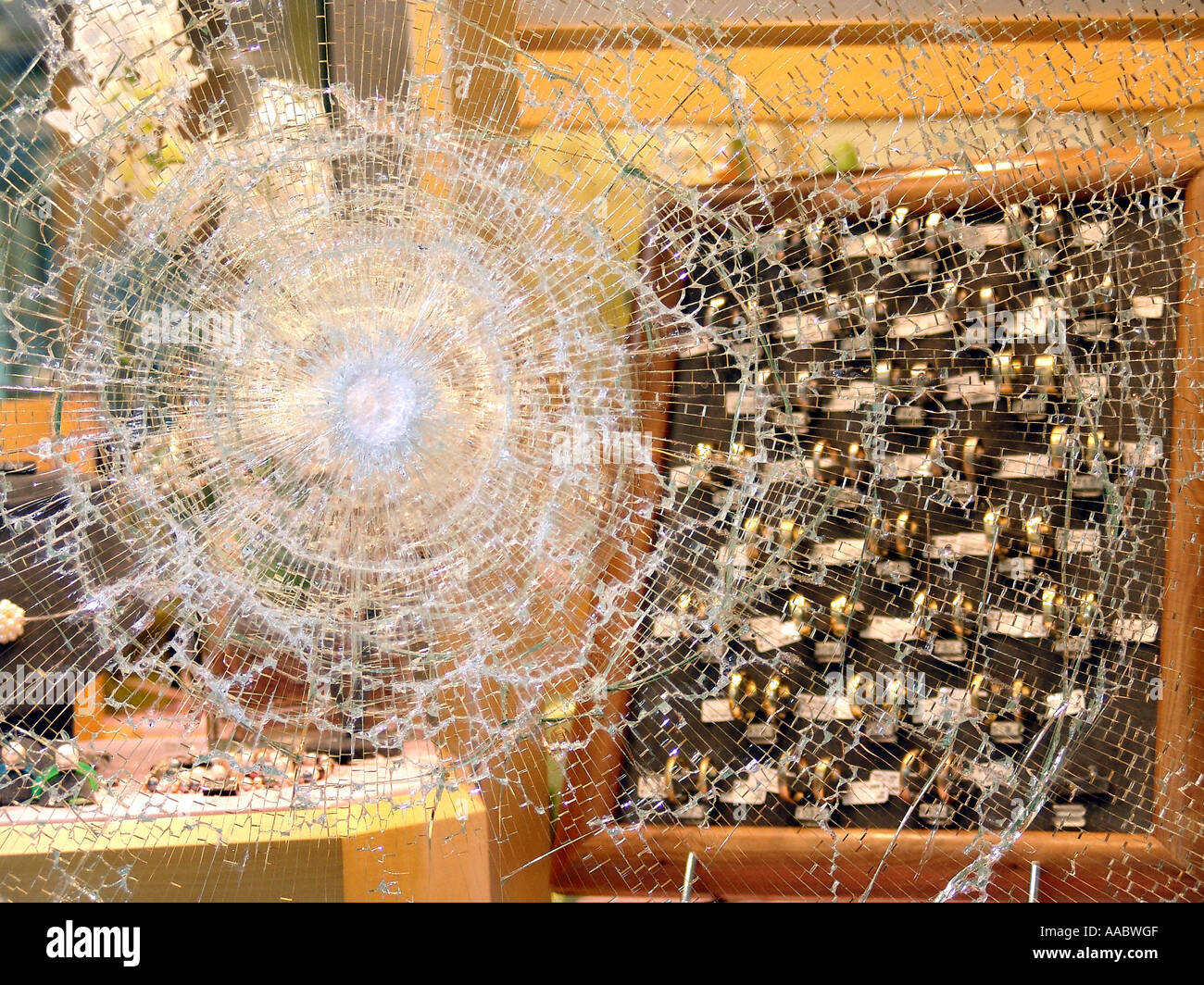 a broken in jeweller display Stock Photo - Alamy