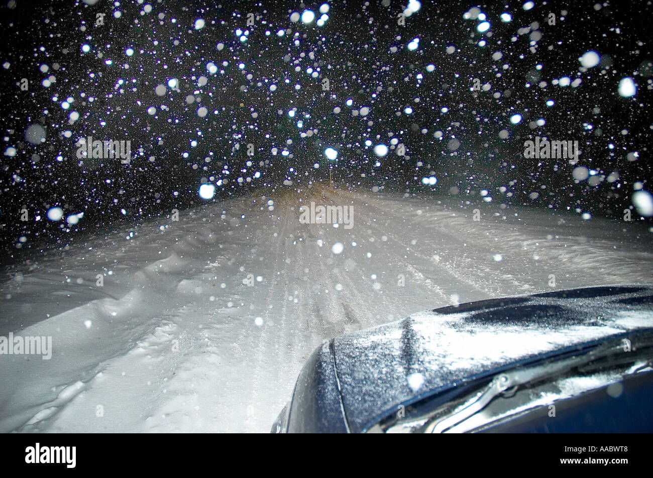snow on the road surface Stock Photo - Alamy