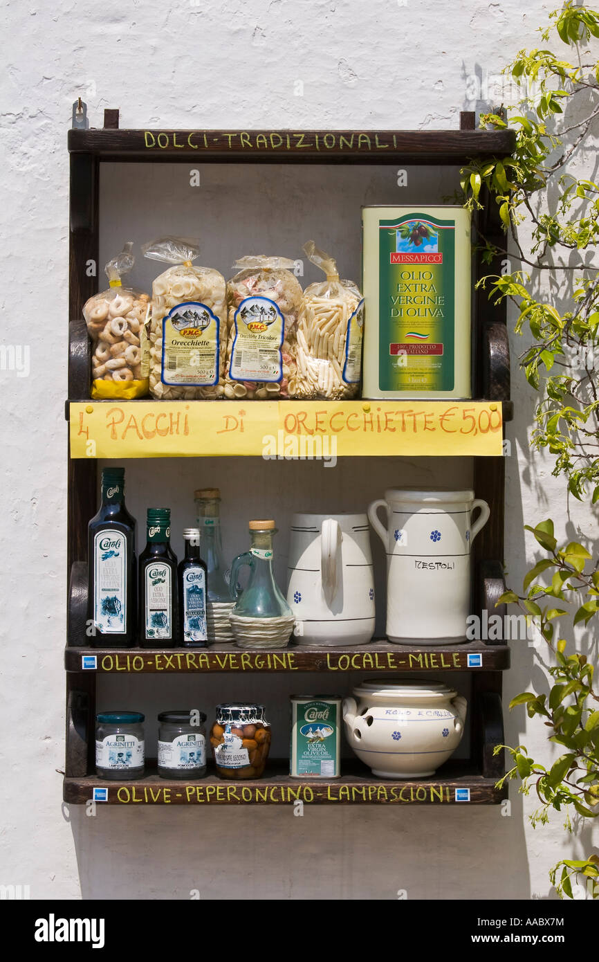 Traditional Apulian foods on display outside a shop Alberobello Apulia ...