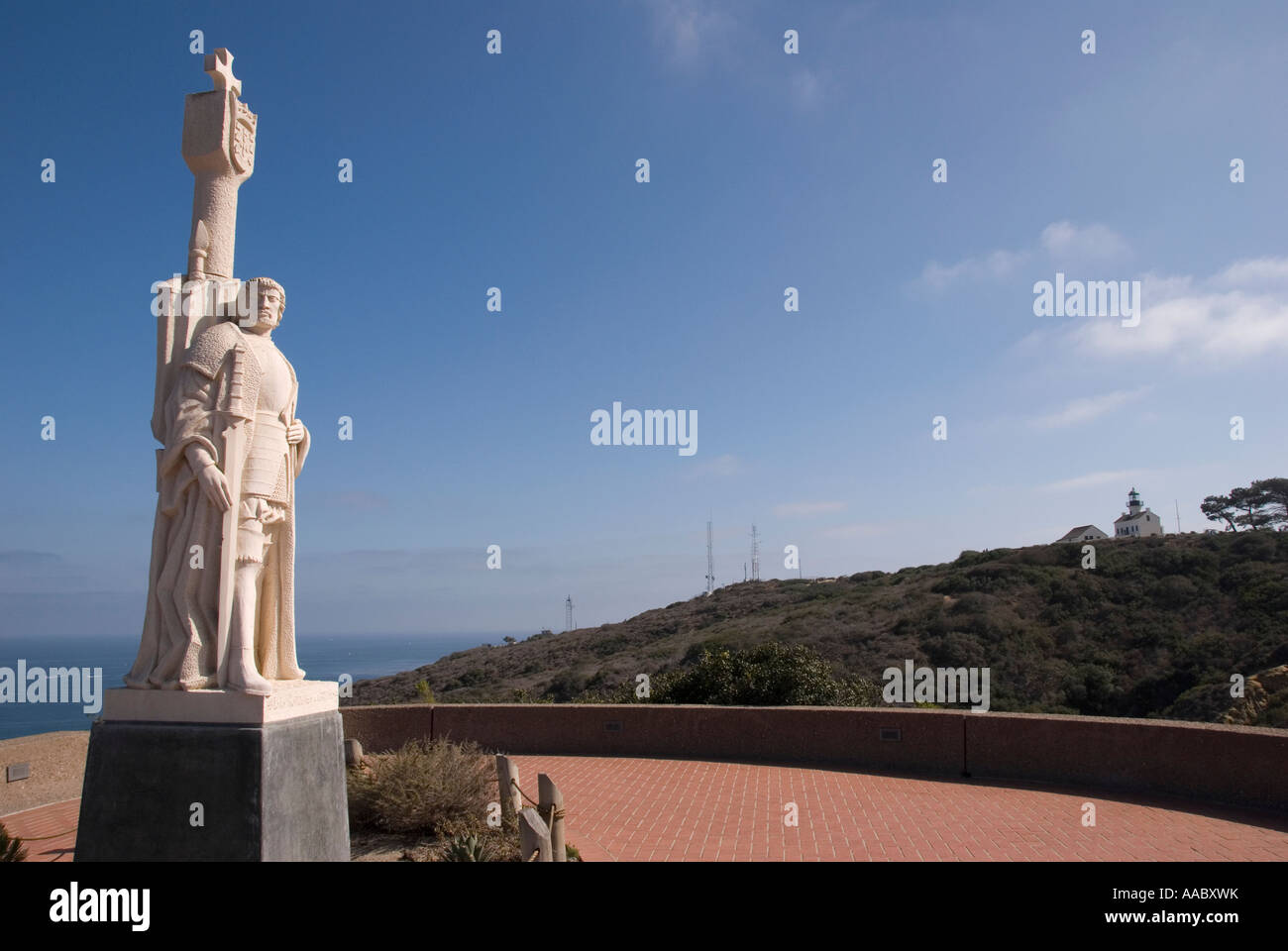 Statue of Juan Rodriguez Cabrillo at Cabrillo National Monument with ...