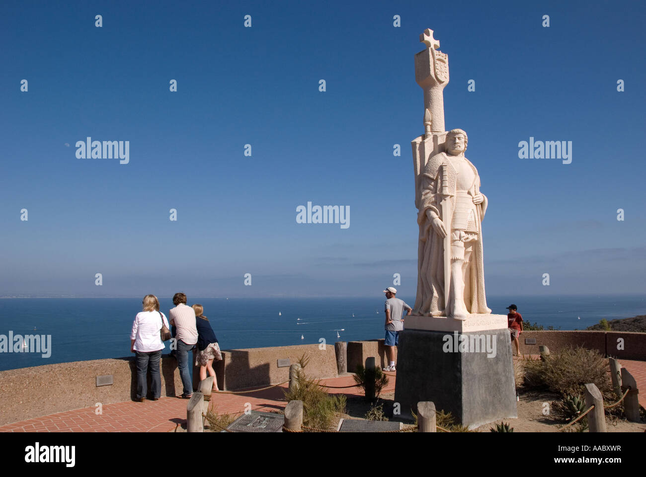 Statue of Juan Rodriguez Cabrillo at Cabrillo National Monument with ...