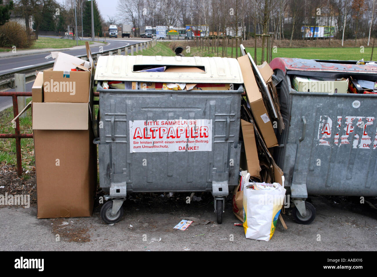 Container with wastepaper Stock Photo - Alamy