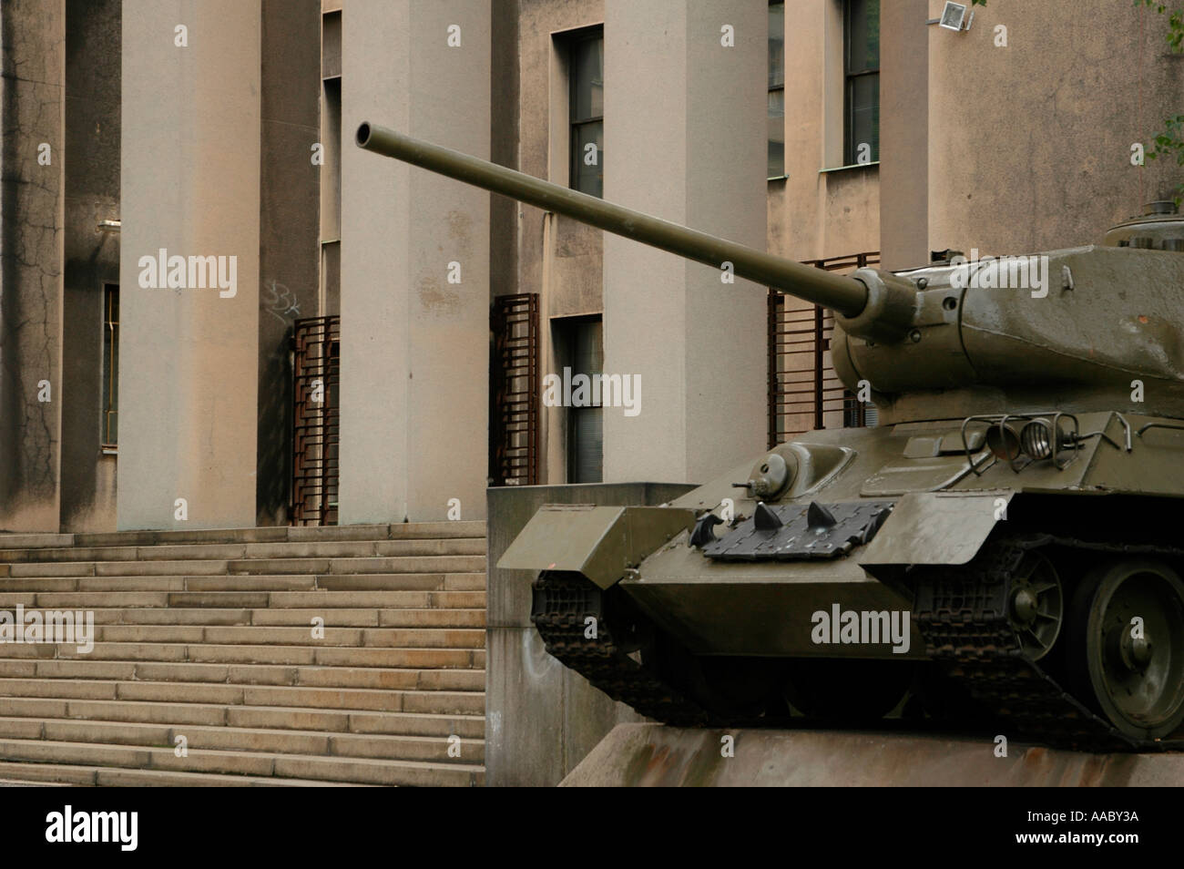 An old Soviet T-34 tank displayed outside the Army museum ( Armadni ...