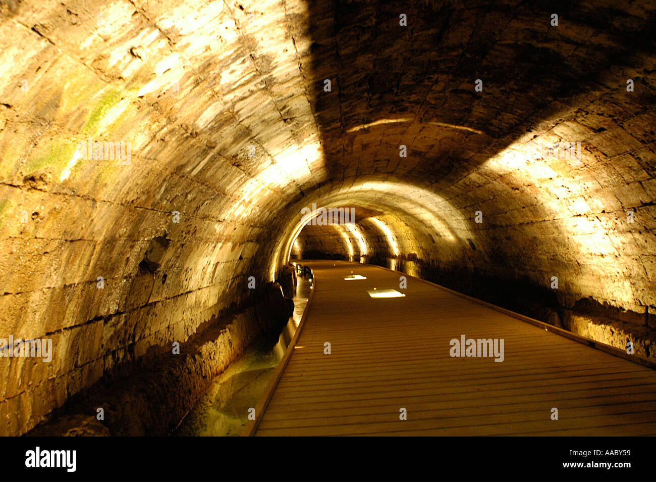 The antique water Templar tunnel in Akko or Acre old city Northern ...