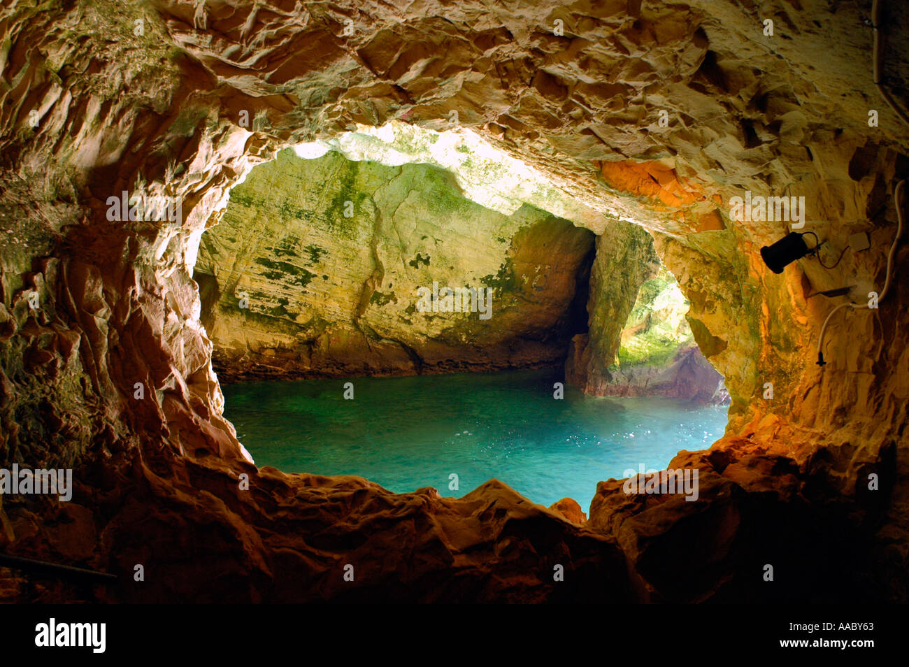 A cavernous tunnel formed by sea action on the soft chalk rock of Rosh ...