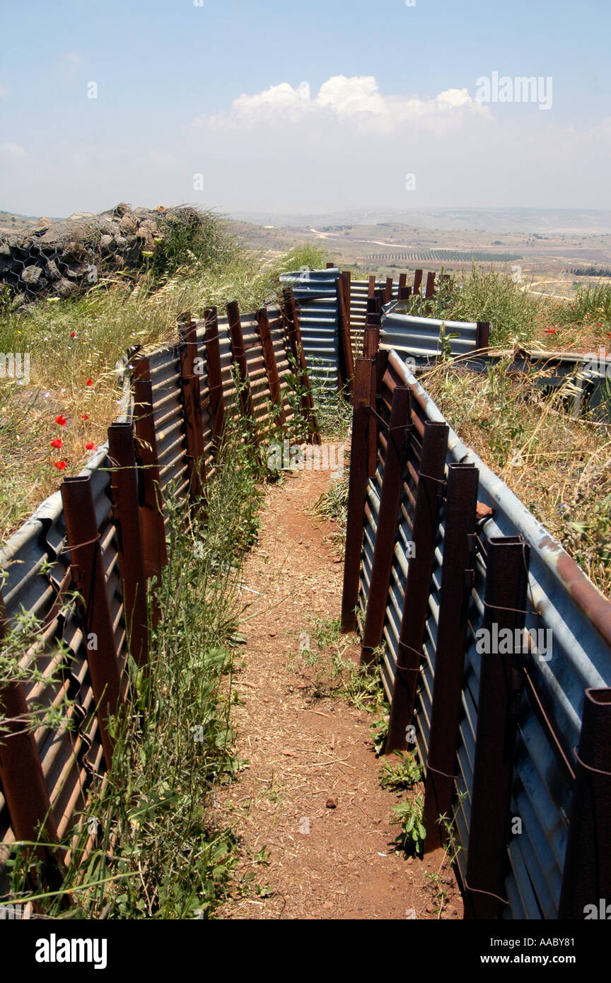 Abandoned military trenches at a defensive fighting position in the ...