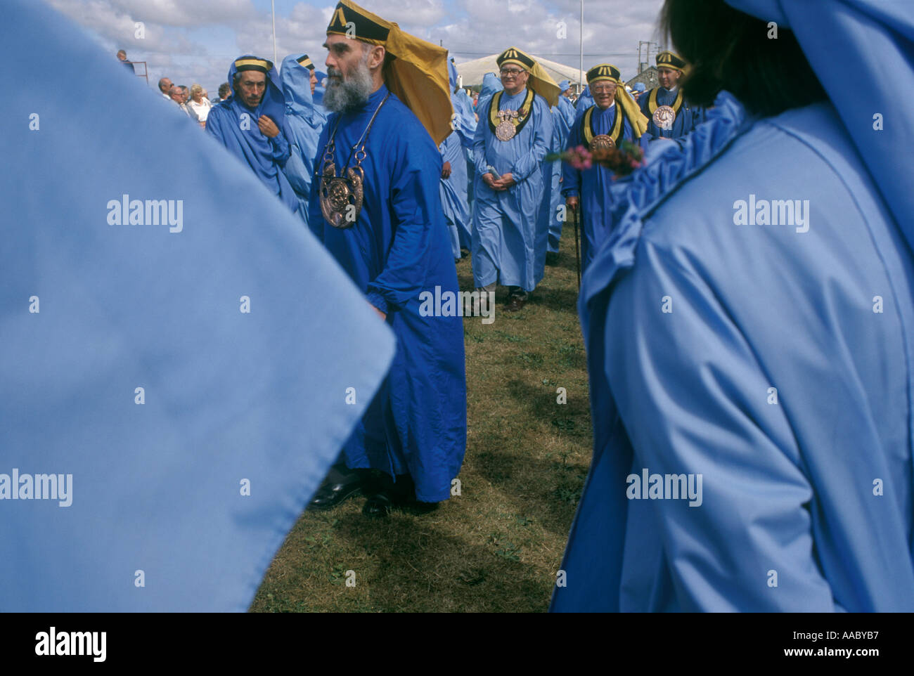 Cornish Bards dressed in blue at the annually for Gorsedh Kernow ...