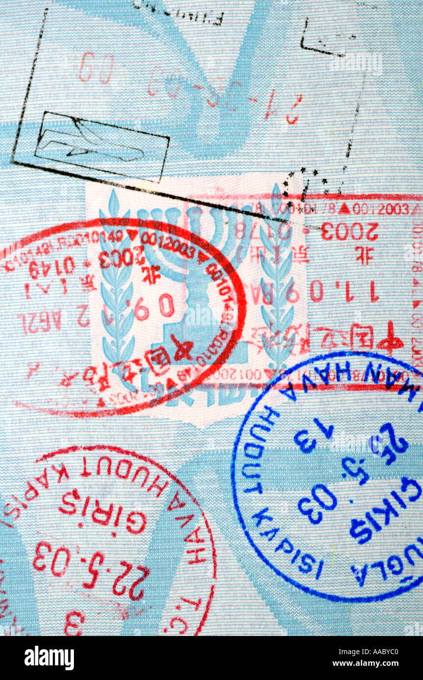 Entry stamps on Israeli Passport Stock Photo - Alamy
