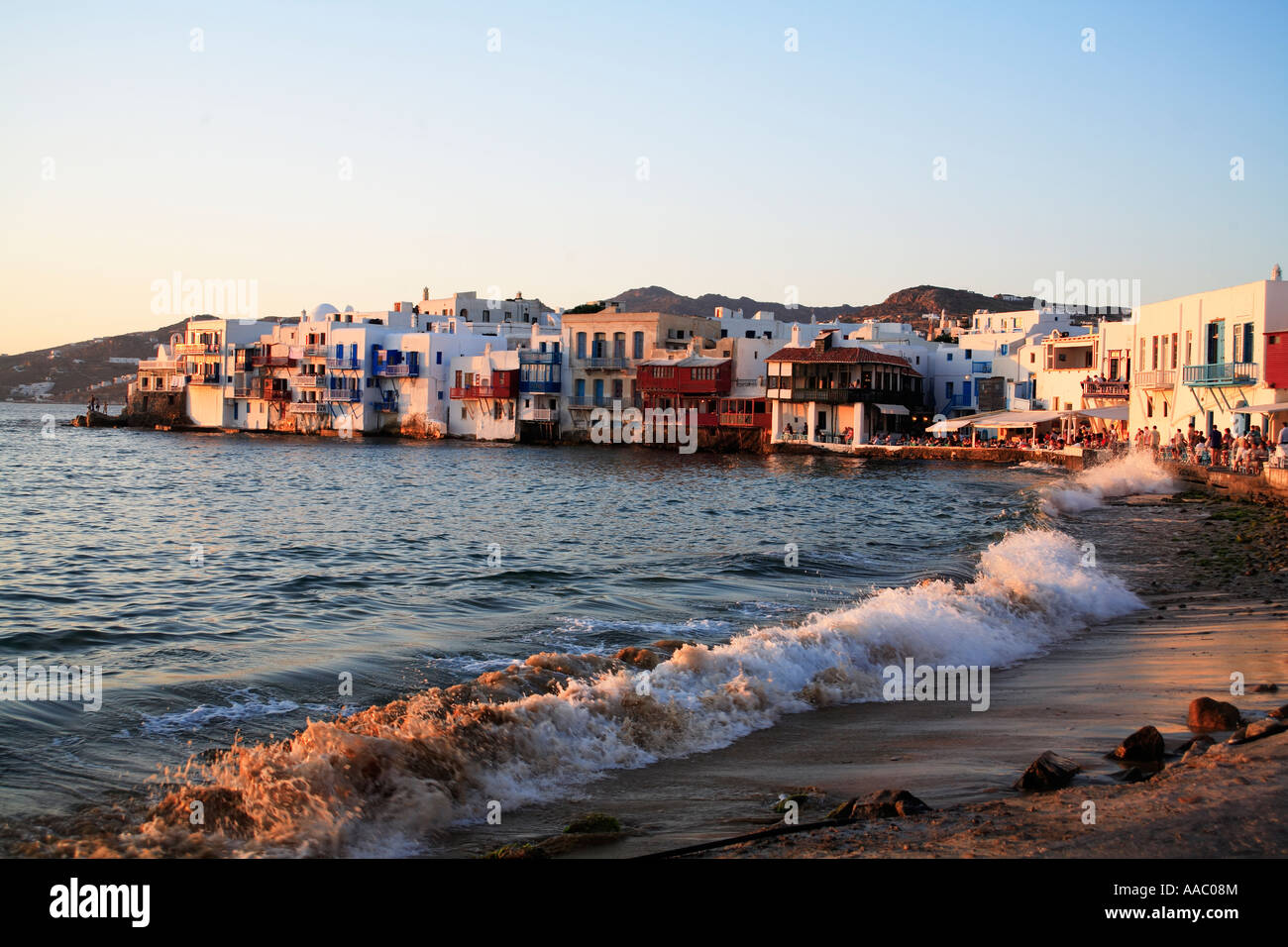 Mykonos Little Venice Greece Stock Photo - Alamy