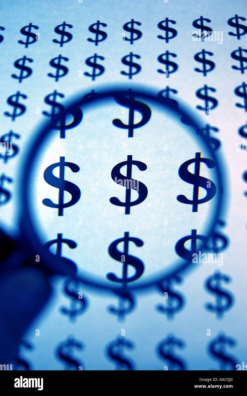 Dollar under the magnifying glass Stock Photo - Alamy