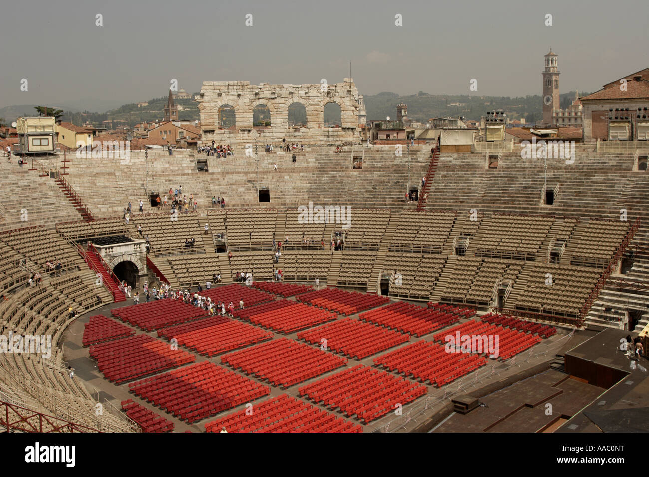 Verona, Italy: The Roman amphitheatre with the Verona city skyline in ...