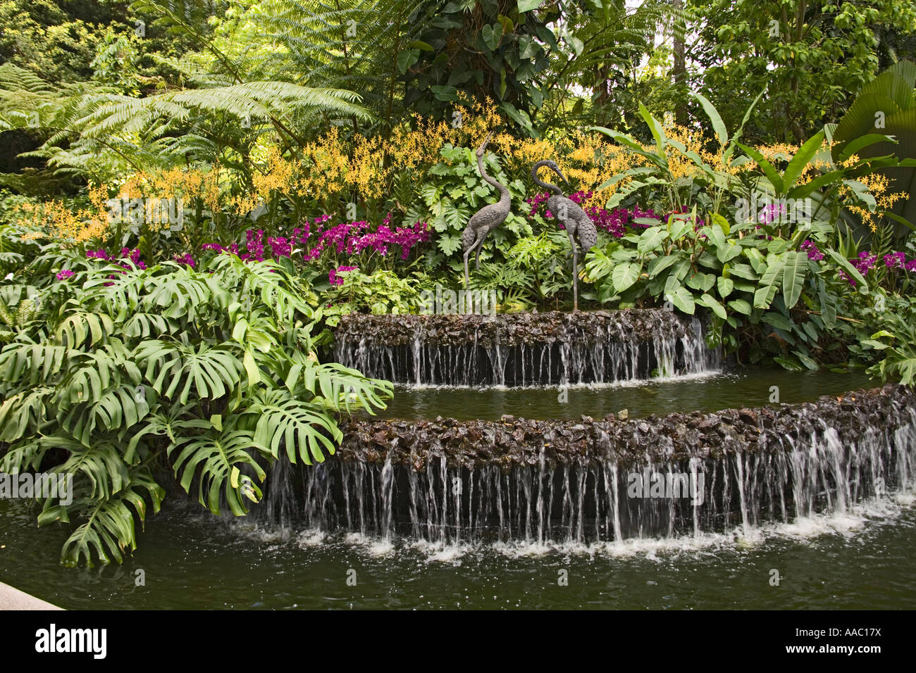SINGAPORE ASIA May A colourful water feature in the Botanic Gardens ...
