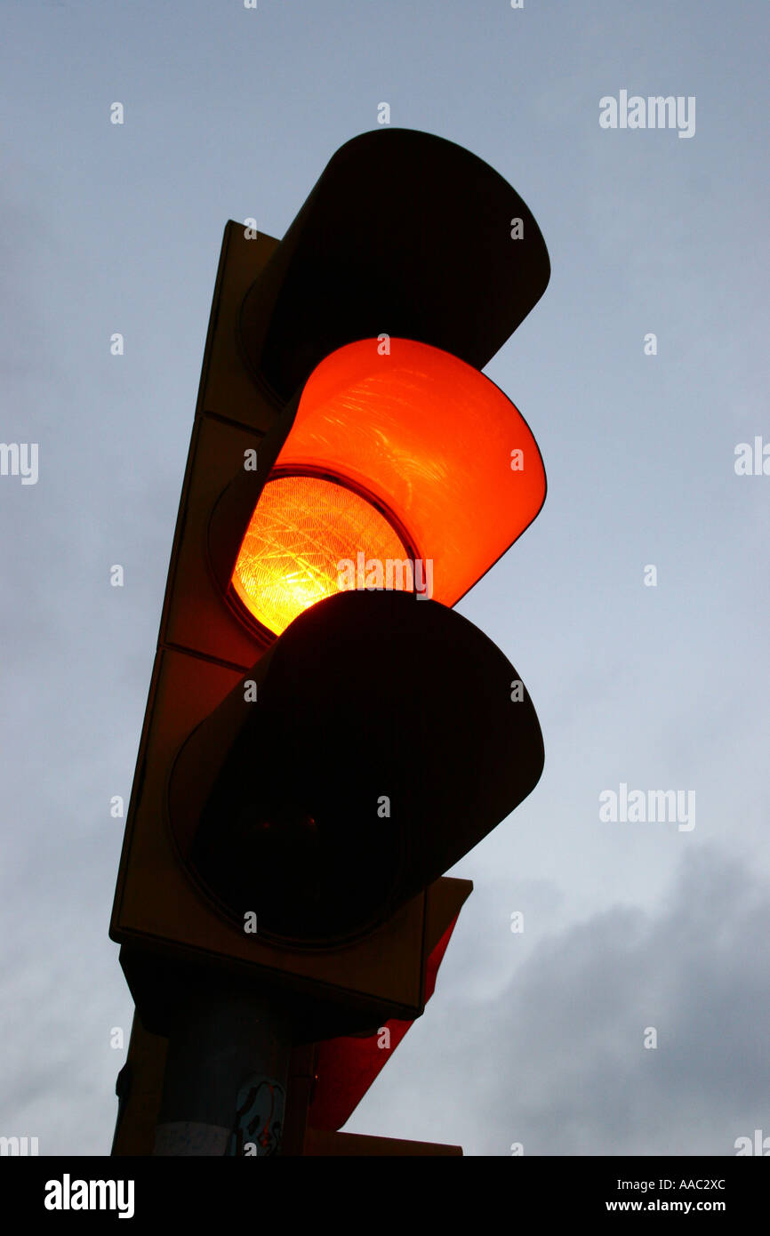 Traffic light yellow signal light Stock Photo - Alamy