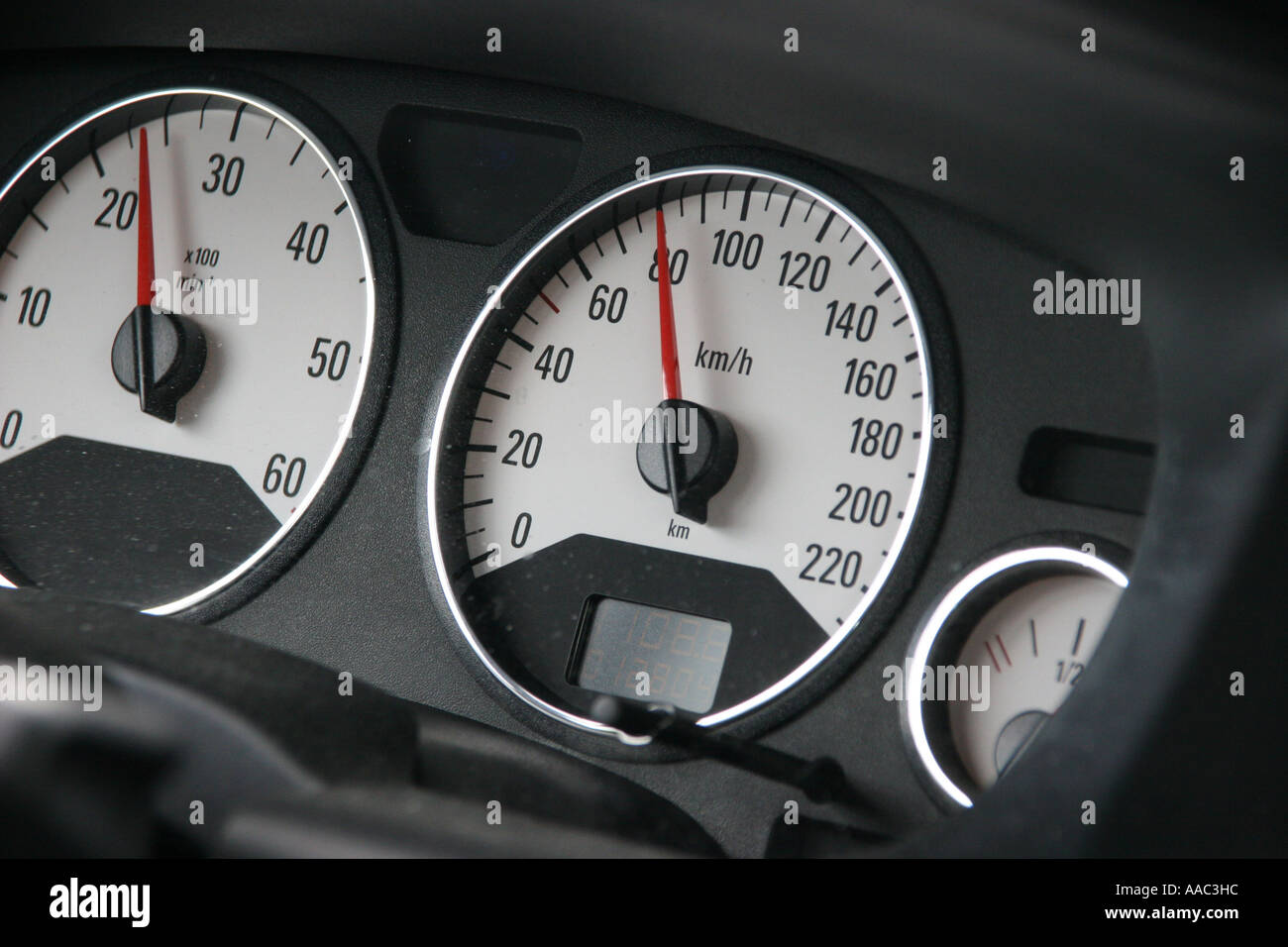 Speedometer in a car with speed 80 Stock Photo - Alamy