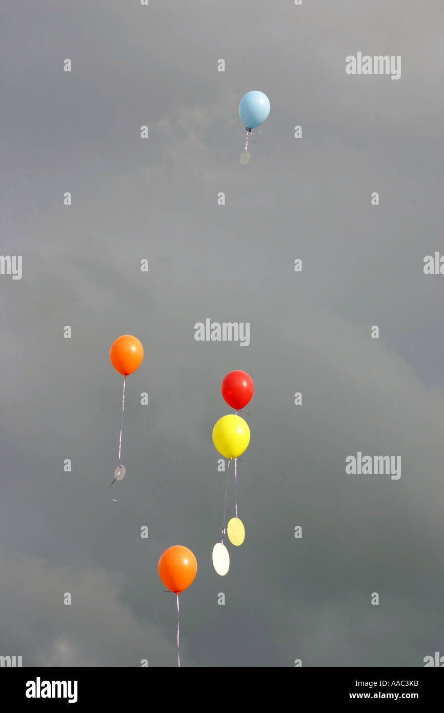 Aerial balloons climb up in the sky Stock Photo - Alamy