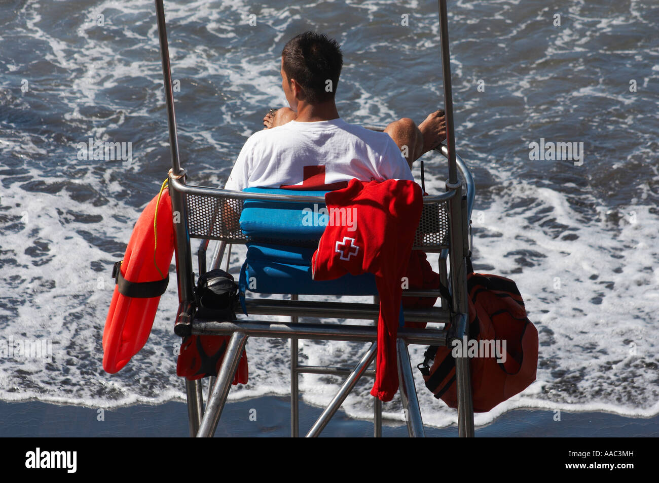 Red Cross lifeguard on beach in Spain Stock Photo - Alamy